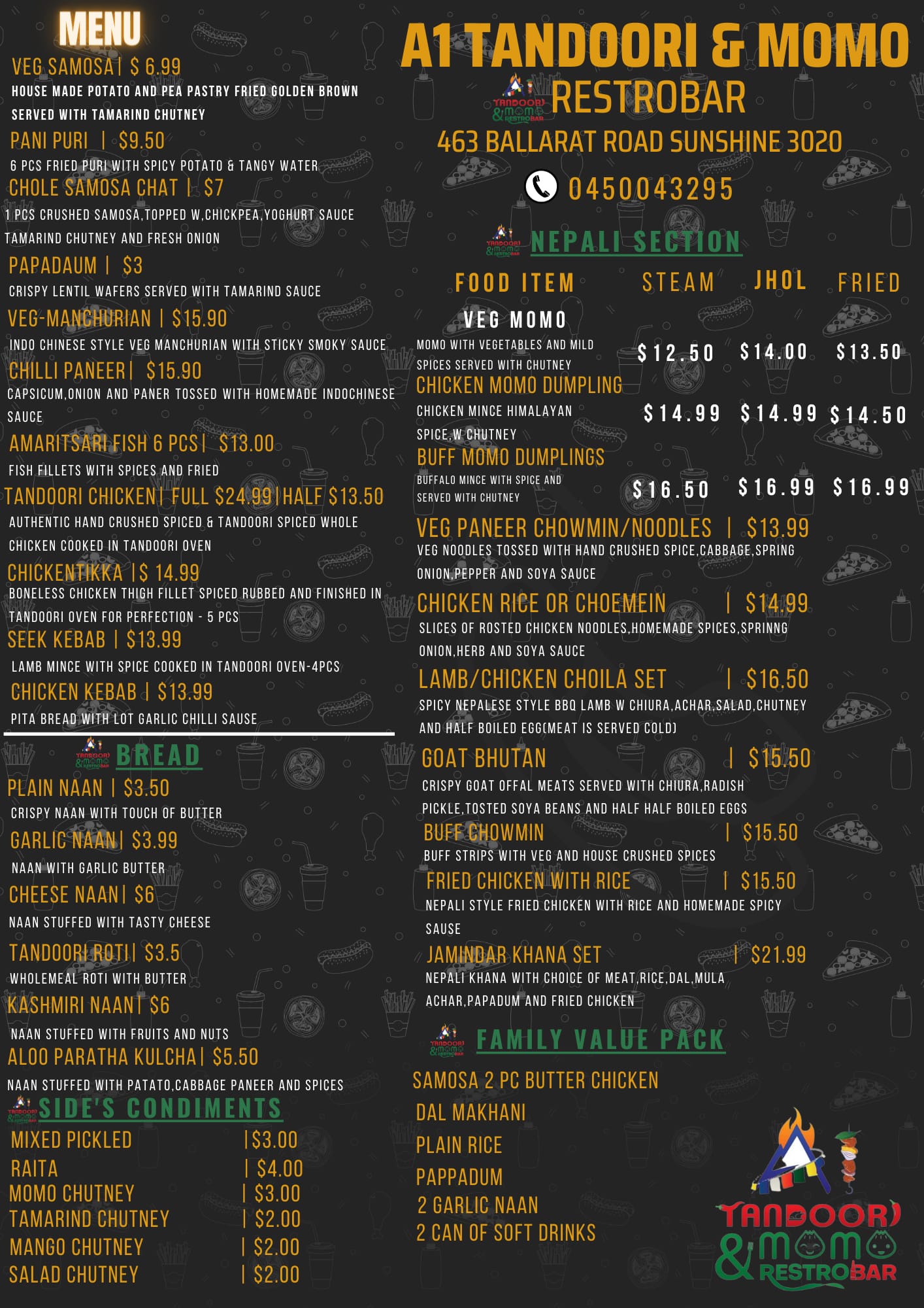 Menu - A1 Tandoori & Momo