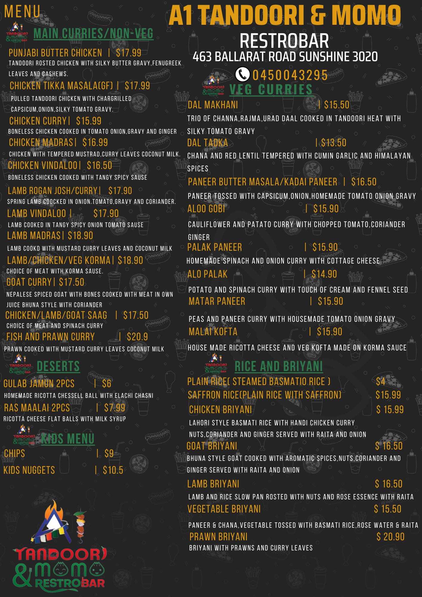 Menu - A1 Tandoori & Momo